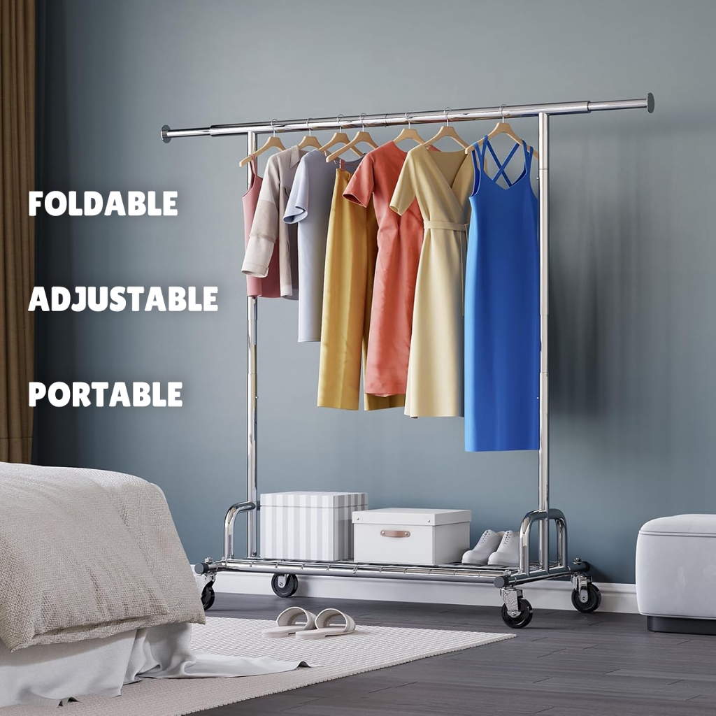 150kg Heavy Duty Stainless Steel Clothes Rack/Garment Rack With Wheels ...