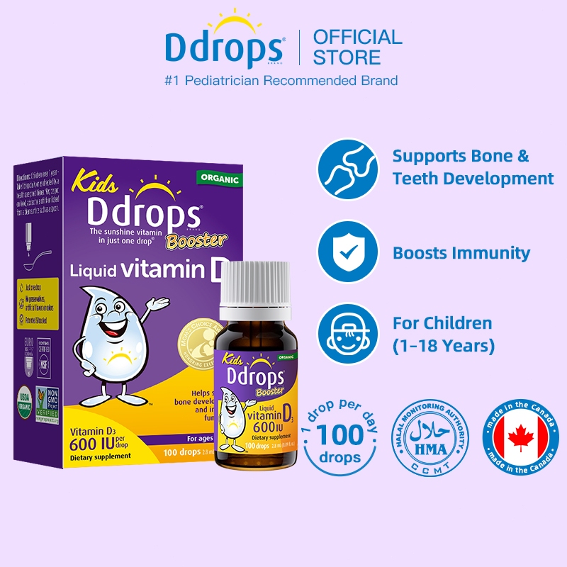 Ddrops Kids Booster 600 IU Daily Liquid Vitamin D3 Supplement (100 Drops/2.8 ml) | Shopee Singapore