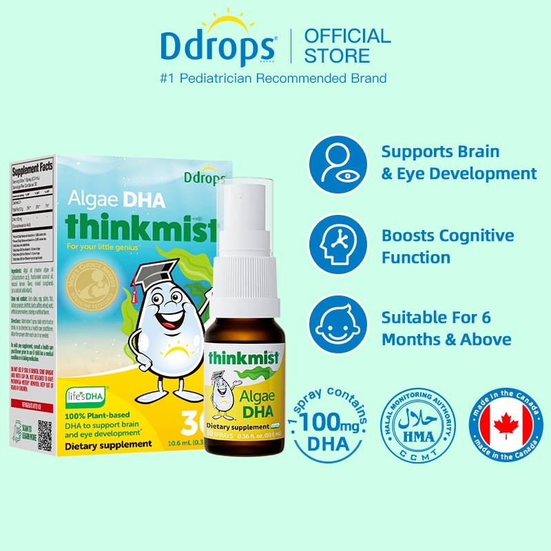 Ddrops Thinkmist Kids Liquid Algae Omega-3 DHA Supplement (30 Sprays/10.6ml) | Shopee Singapore