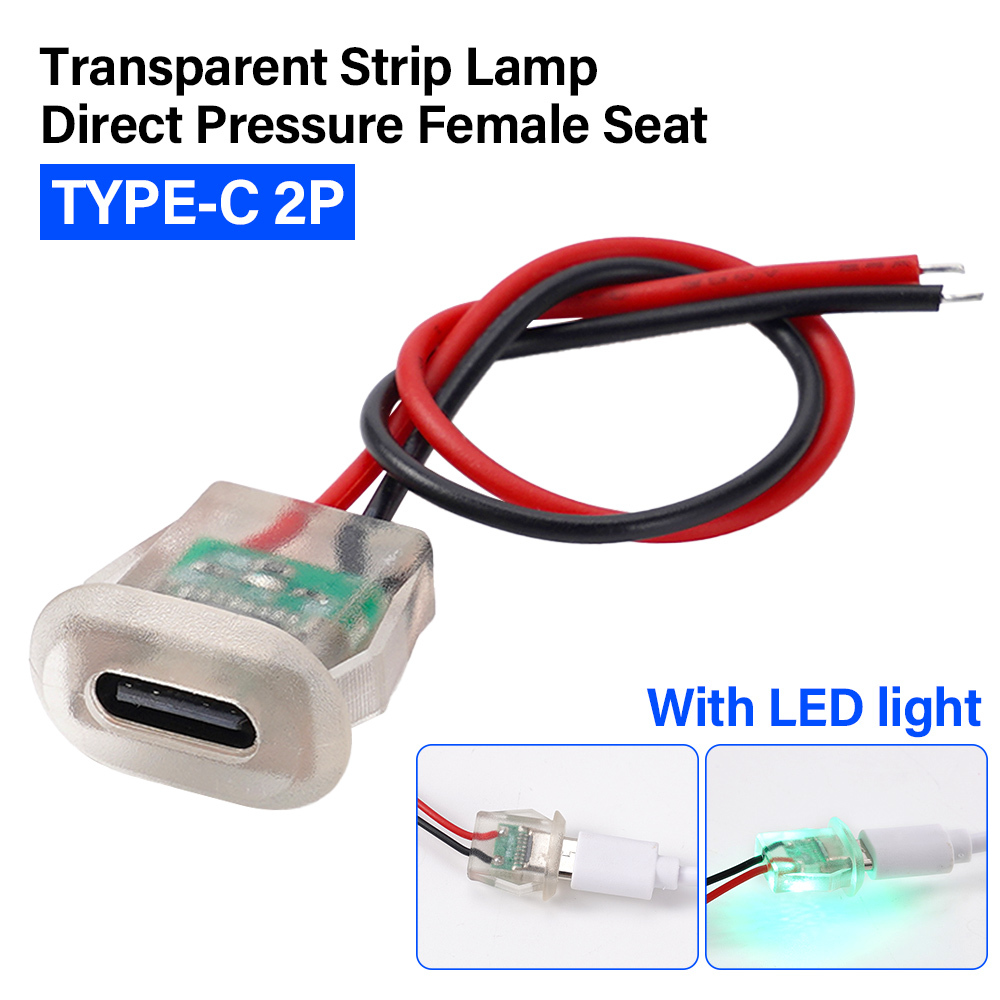 1/5pcs 2pin Type C 5A Input type Charging Socket With LED lights Plate ...
