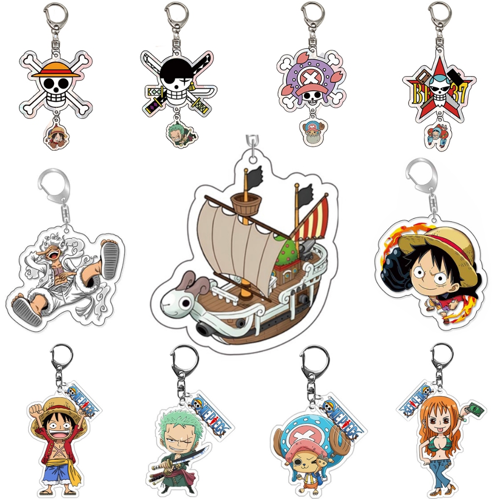 One Piece Keychain Acrylic Key Chain Pendant Accessories Cartoon ...