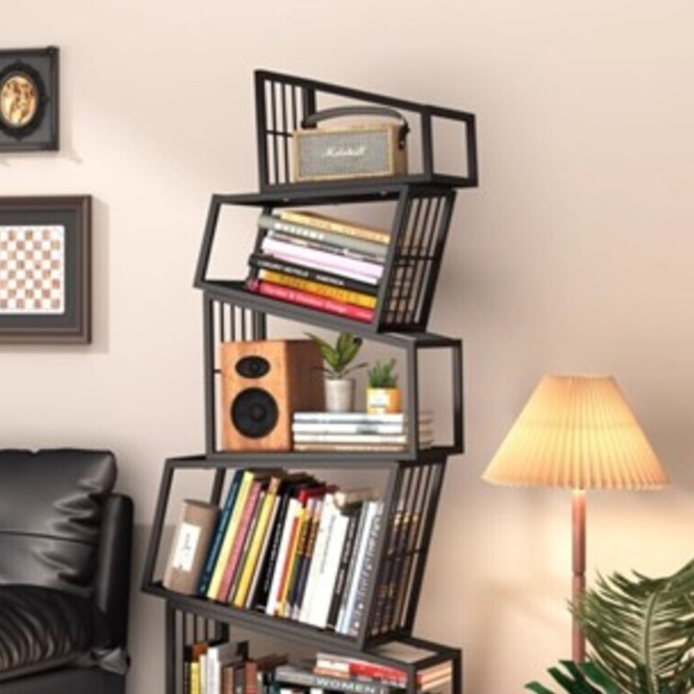 Creative Bookshelf Corner Floor Standing Storage Rack Iron Art Internet ...