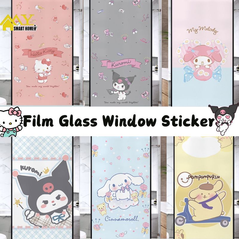 150/200cm Sanrio Matte Door Stickers Hello Kitty House Glass Window ...