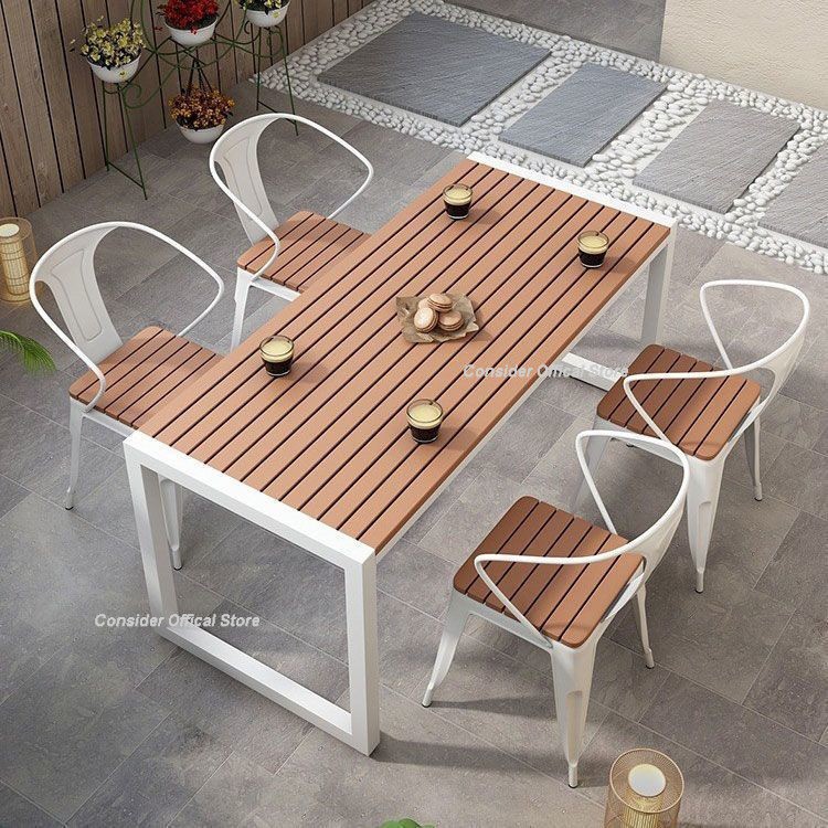 Outdoor Dining Table Waterproof Table Dining Chair Long Bench | Shopee ...