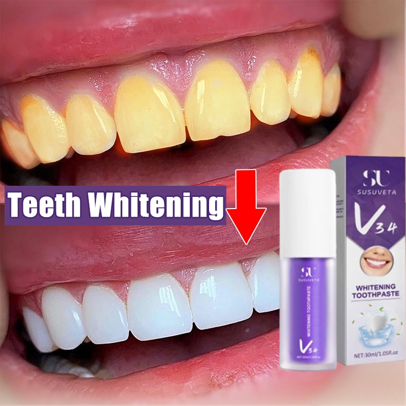 V34 Teeth whitening toothpaste whitening teeth 30ml Removal Tartar Bad ...