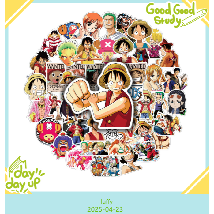 50 sheets Sticker Cartoon One Piece Luffy Sticker for Mobile Phone ...