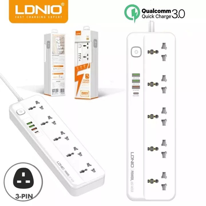 LDNIO 5 Outlets Universal Multi-Function Extension Cord Power Socket ...