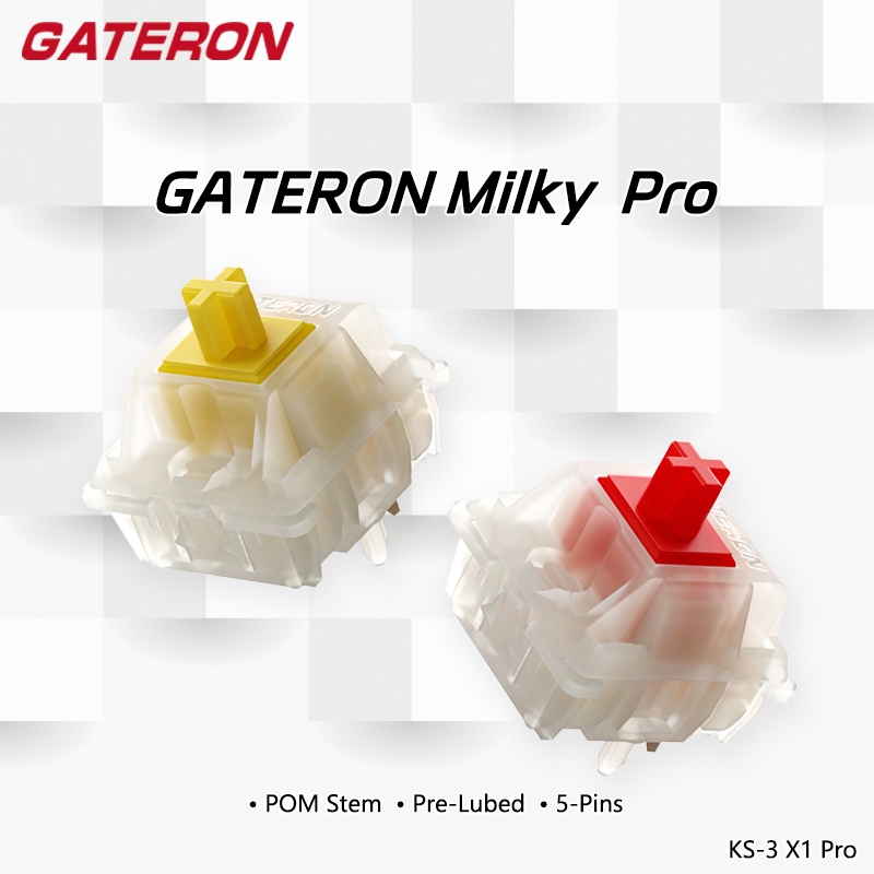Gateron Milky Pro Switches Milky Yellow Pro/Red Pro Linear Pre Lubed ...