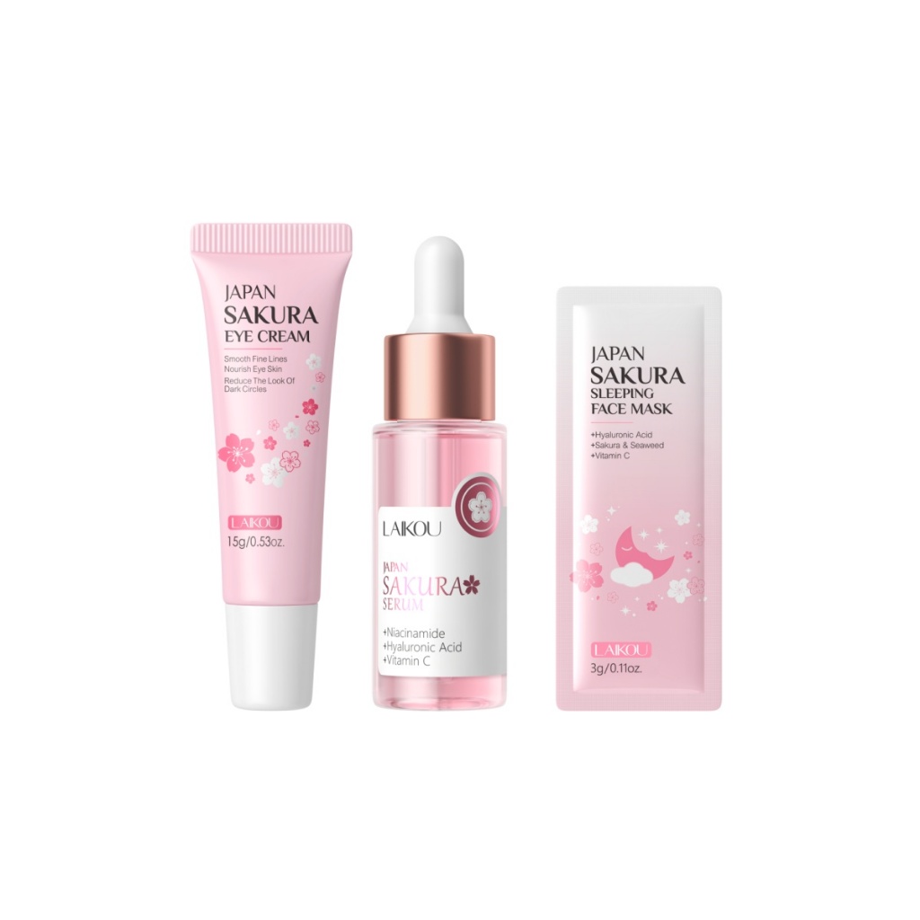 LAIKOU Sakura Eye Cream 15g + Sakura Serum 17ml + 3g Sakura Sleeping ...