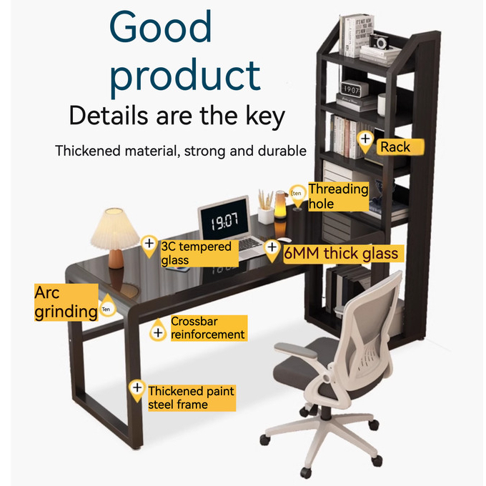 MK Desk Student Home Office Desk Bookshelf Combination Computer Desk ...