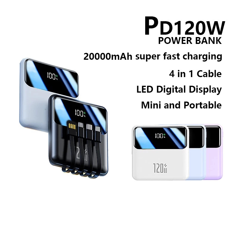 [SG Stock] PD120W Mini Power Bank 20000mAh Fast Charging Slim Powerbank ...