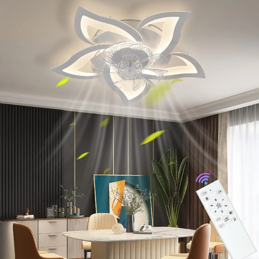 Smart Remote Control LED Ceiling Fan Light Modern Style 85-265V Wide ...