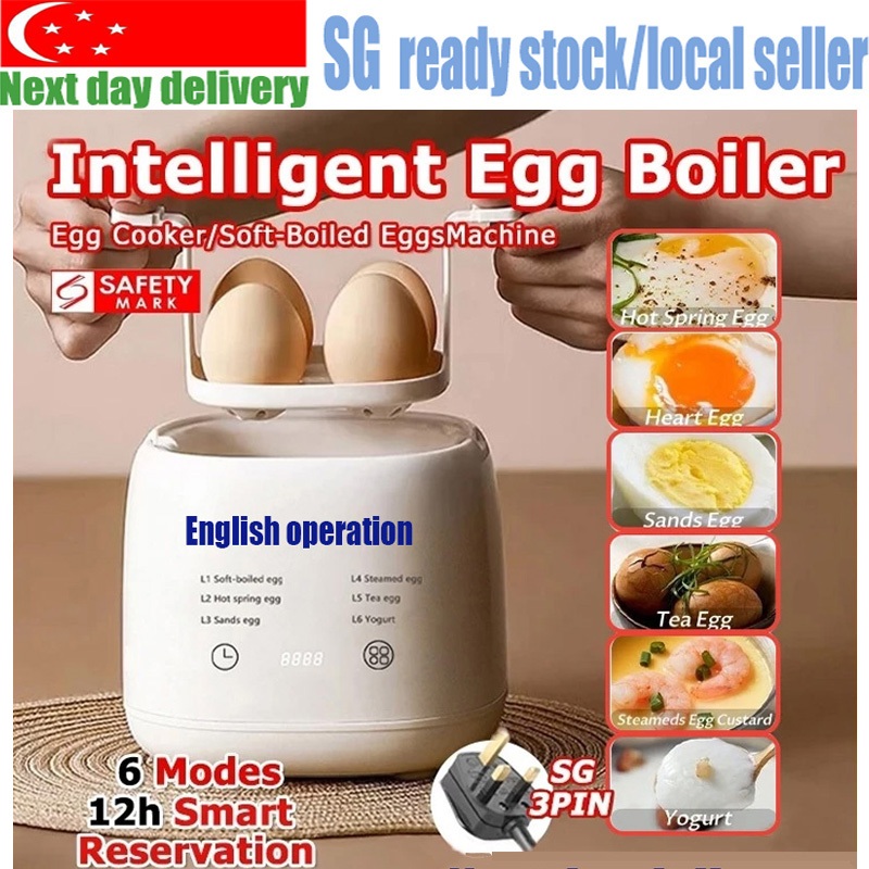 [SG Verified] Smart Egg Boiler: Auto-Off 6 Cooking Modes Compact ...