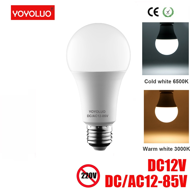 DC 12V LED Bulb E27 DC AC 12V 24V 36V 48V Lamps 3W 6W 9W 12W 15W 18W ...