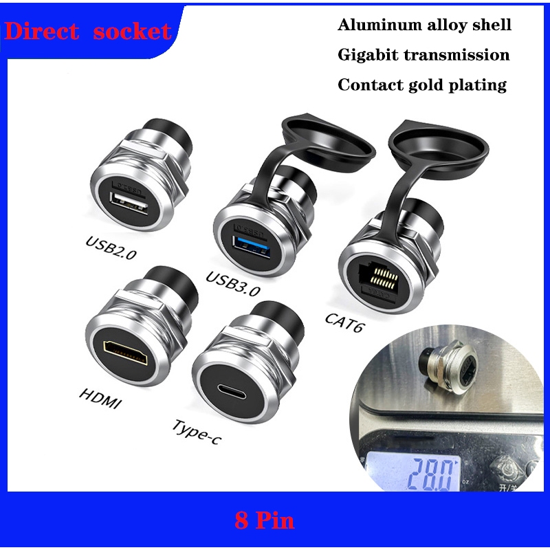 RJ45 USB straight through socket, Class 6 cabinet sheet metal connector ...