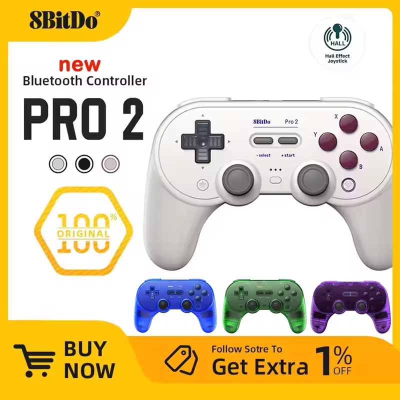 8Bitdo Pro 2 Bluetooth Controller Wireless Hall effect Joystick Gamepad ...
