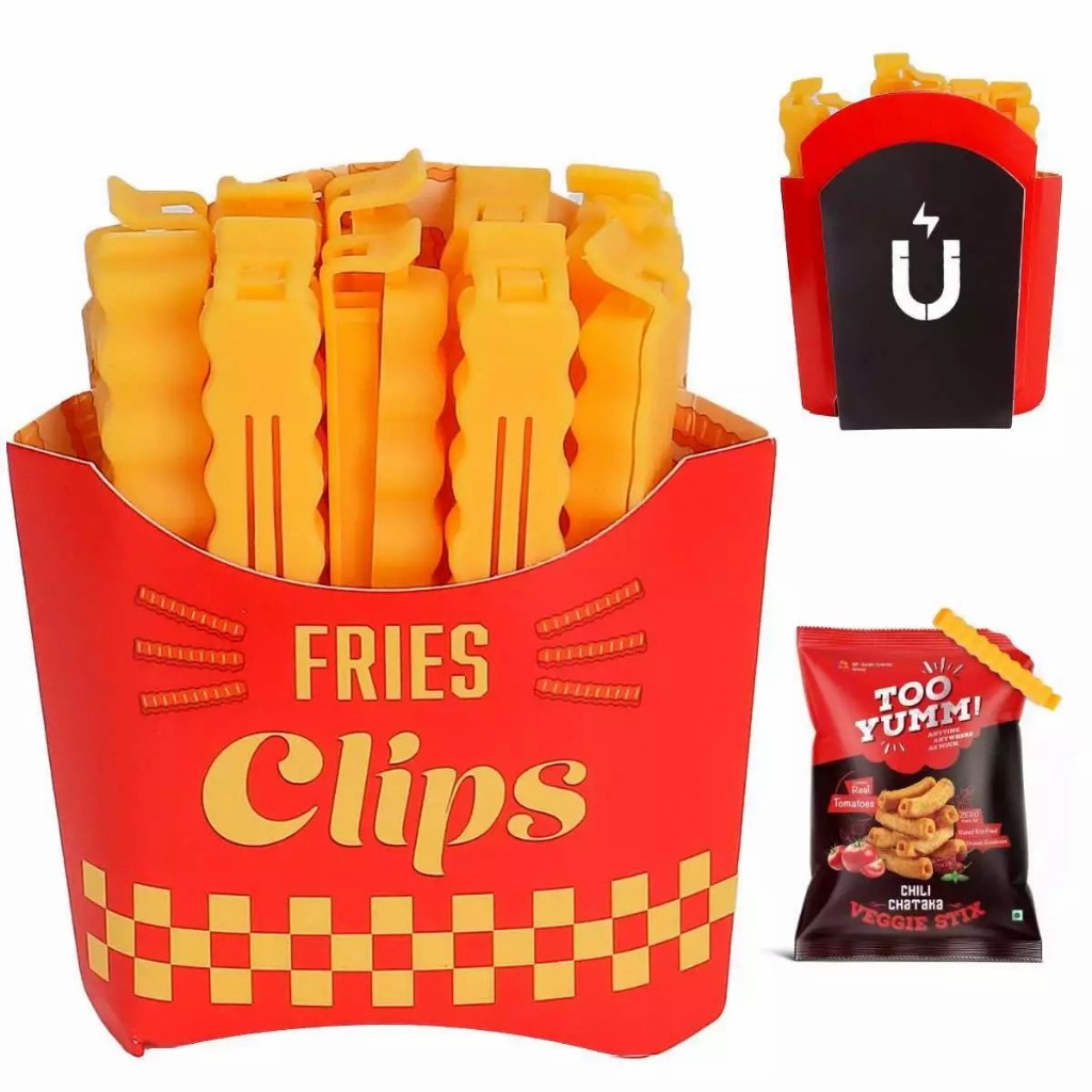 Magnetic Fries Chip Clips Set,12 Pack Durable Plastic Food Clip & Cute ...