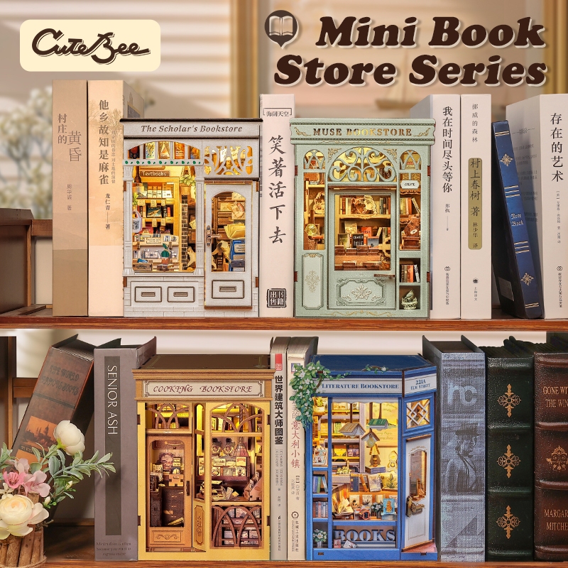 CUTEBEE DIY Book Nook Dollhouse 3D Miniature House Mini BookStore ...