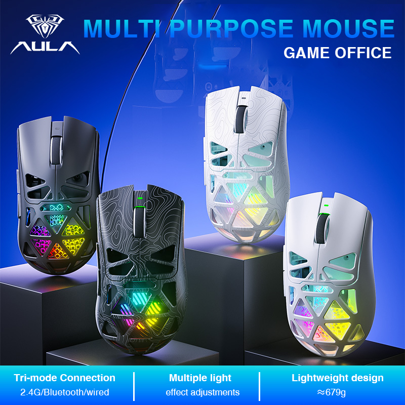 AULA SC620 Wireless Mouse Hollow Out Lightweight Design Tri-Mode 12000 ...