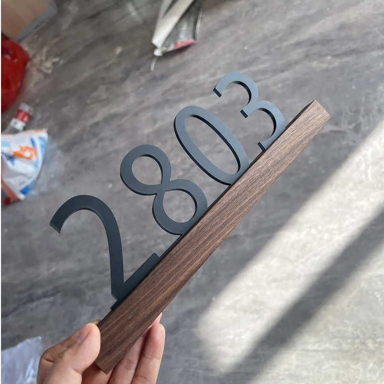Solid Wood Door Sticker Hanging Sign Decoration unit number signage ...