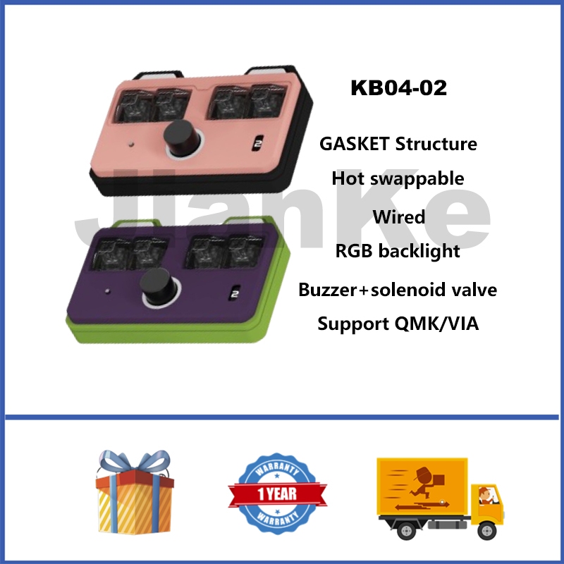 DOIO KB04-02 Aluminum Wired Mechanical Keypad 4 Keys Hot swappable RGB GASKET Buzzer and ...