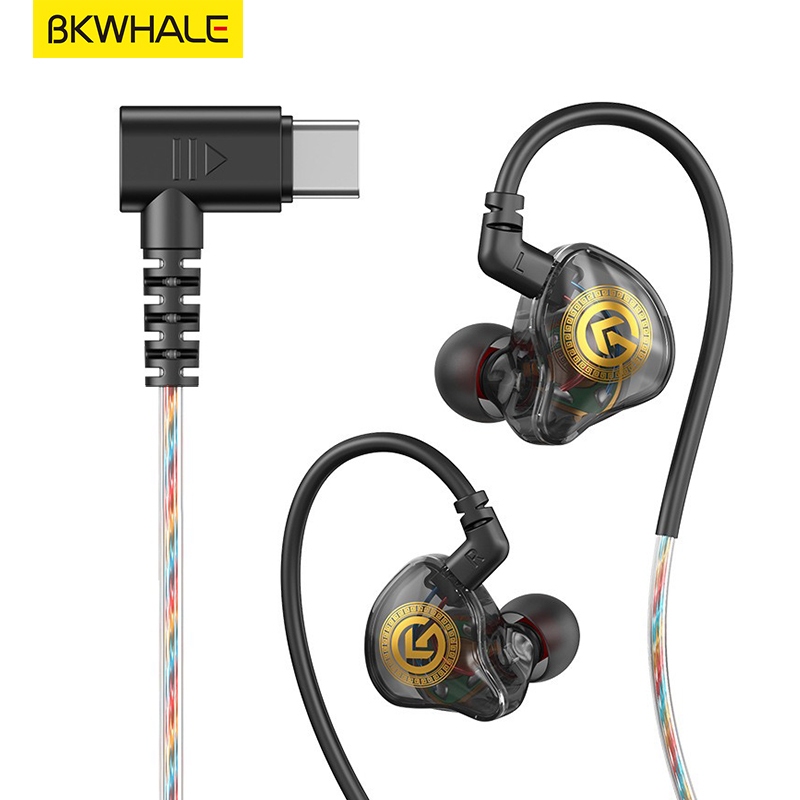 BKWHALE 8D Surround Sound Bass Type C DAC Wired Earphones W/ Microphone ...