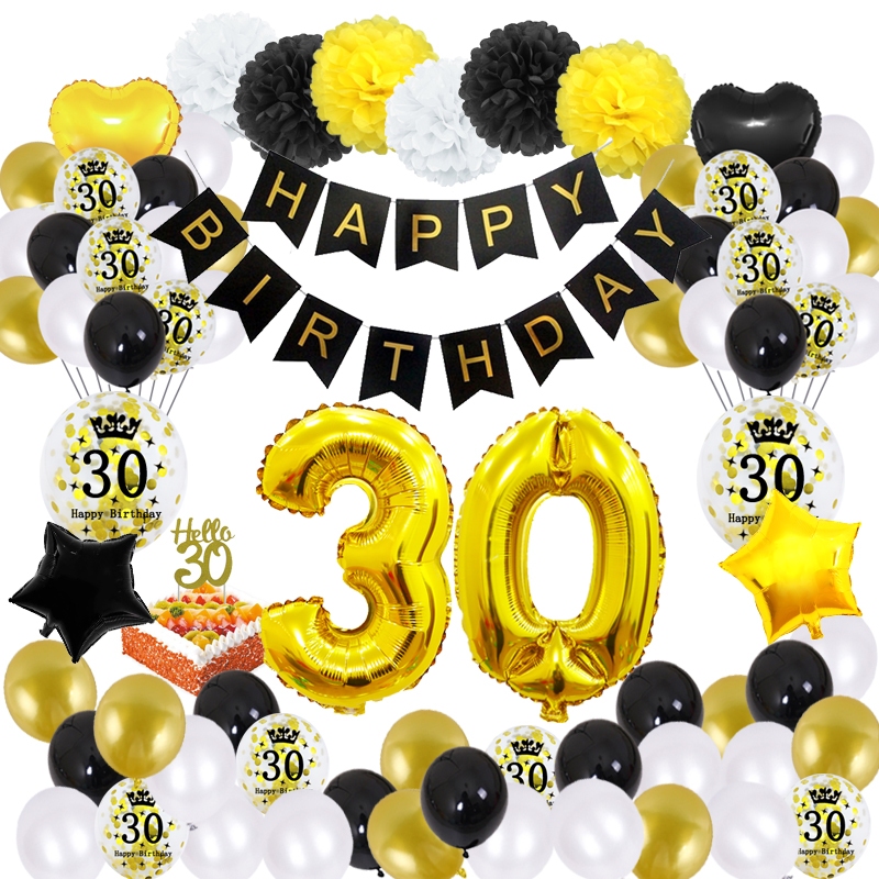 51pcs/Set 30 Birthday Party Decorations Man Woman Happy Birthday 30 ...