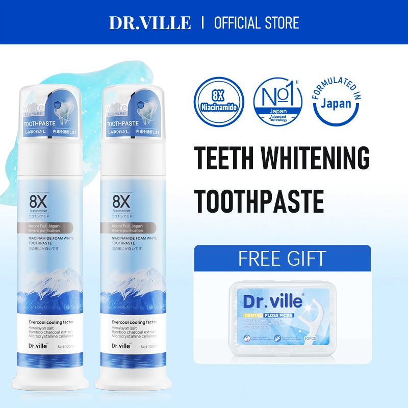 Dr.ville 8X Niacinamide Teeth Whitening Toothpaste Non Fluoride ...