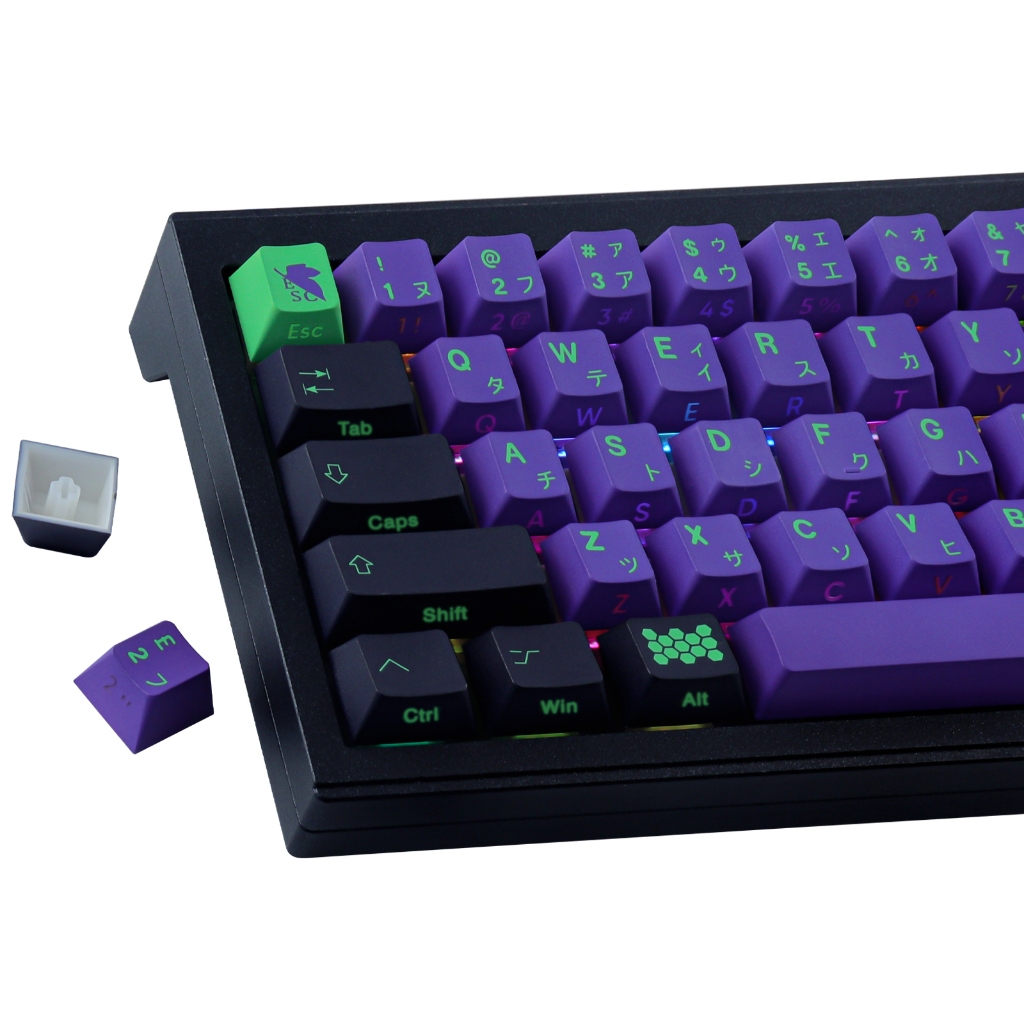 EVA Unit-01 side transparent keycaps 128 key PBT CHERRY DYE-SUB cherry ...