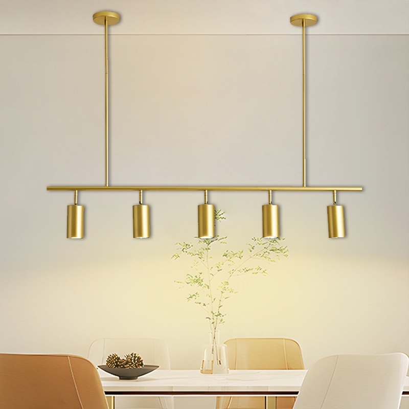 5-head Gold Hanging Rod Spotlight Ceiling Light Adjustable Angle ...