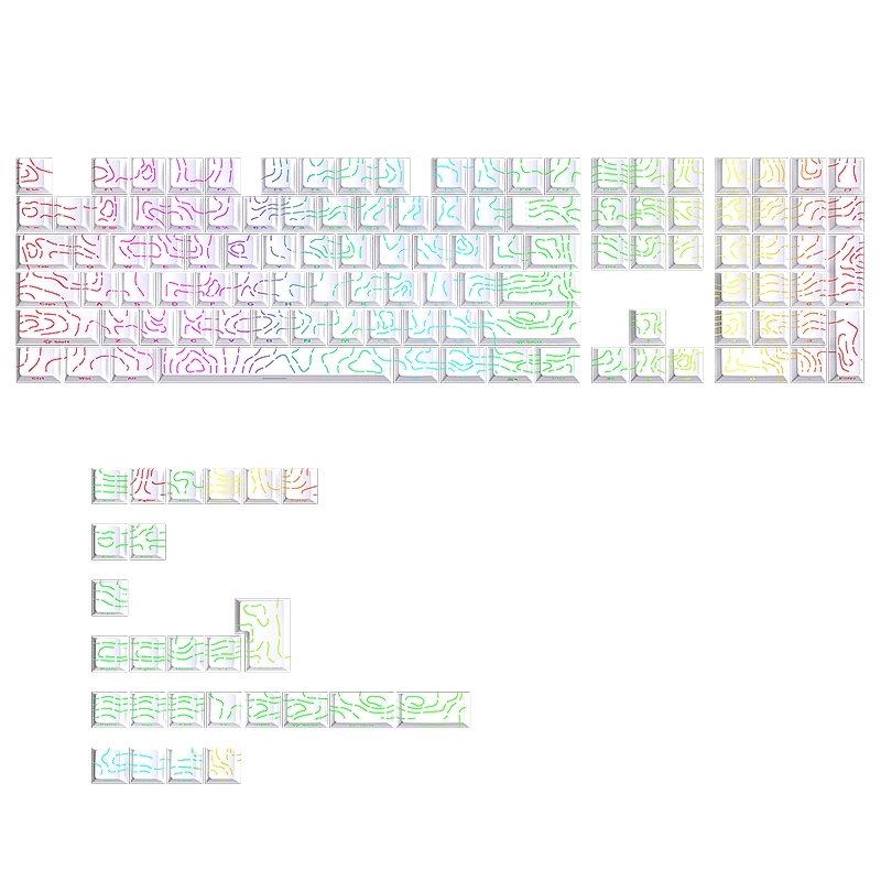 【Keycap Only】New White Contour Lines Keycap Side Engraving Shine ...