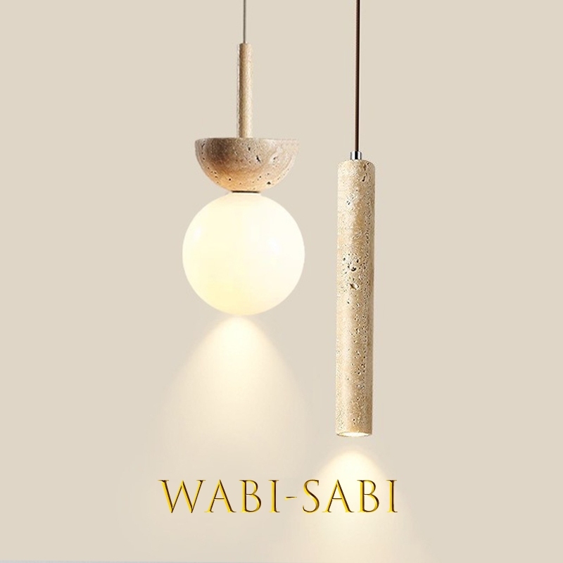 CIMI Japanese Wabi-Sabi Style Yellow Travertine Pendant Light Retro ...
