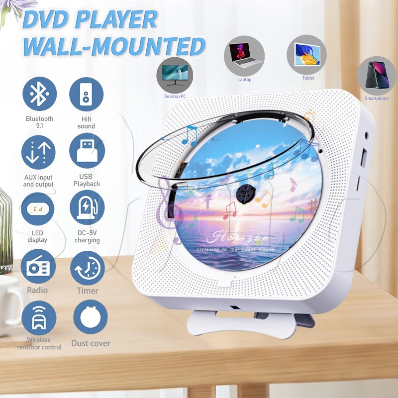 Portable CD Player Wall Mounted CD Player Bluetooth CD Music Player ...