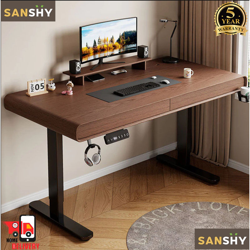 2025 new SG Solid Wood Lift Computer Table Study Desk Premium Gaming ...