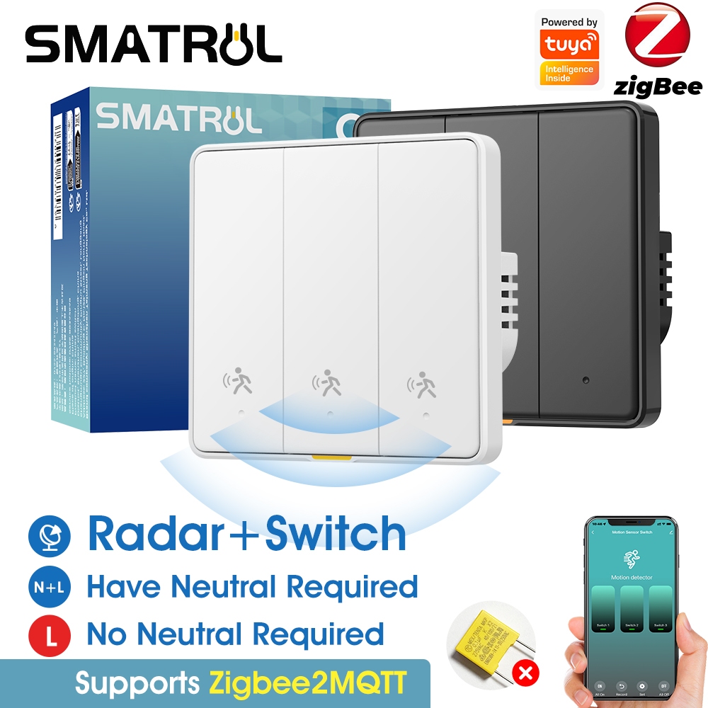 SMATRUL Smart Switch Tuya ZigBee Radar Motion Sensor Light Switch No ...