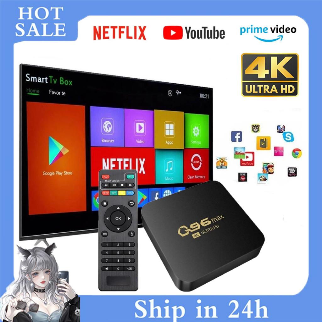 Q96 MAX Smart TV Box 8+128GB Android 12 S905L2 Quad Core 4K Full HD Set Top 2.4G/5G Dual WIFI ...