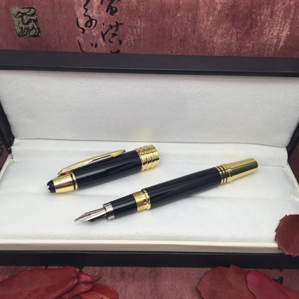 ((With Pen Case) 2025 New Product Express Black Gold Fountain Pen Great ...