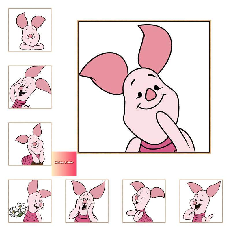 Piglet diy Cartoon Digital Oil Painting Animation Piece Classic ...