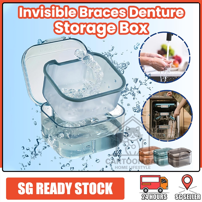 【SG STOCK】Retainer Storage Box Denture Box Tooth Socket Box Soaking ...