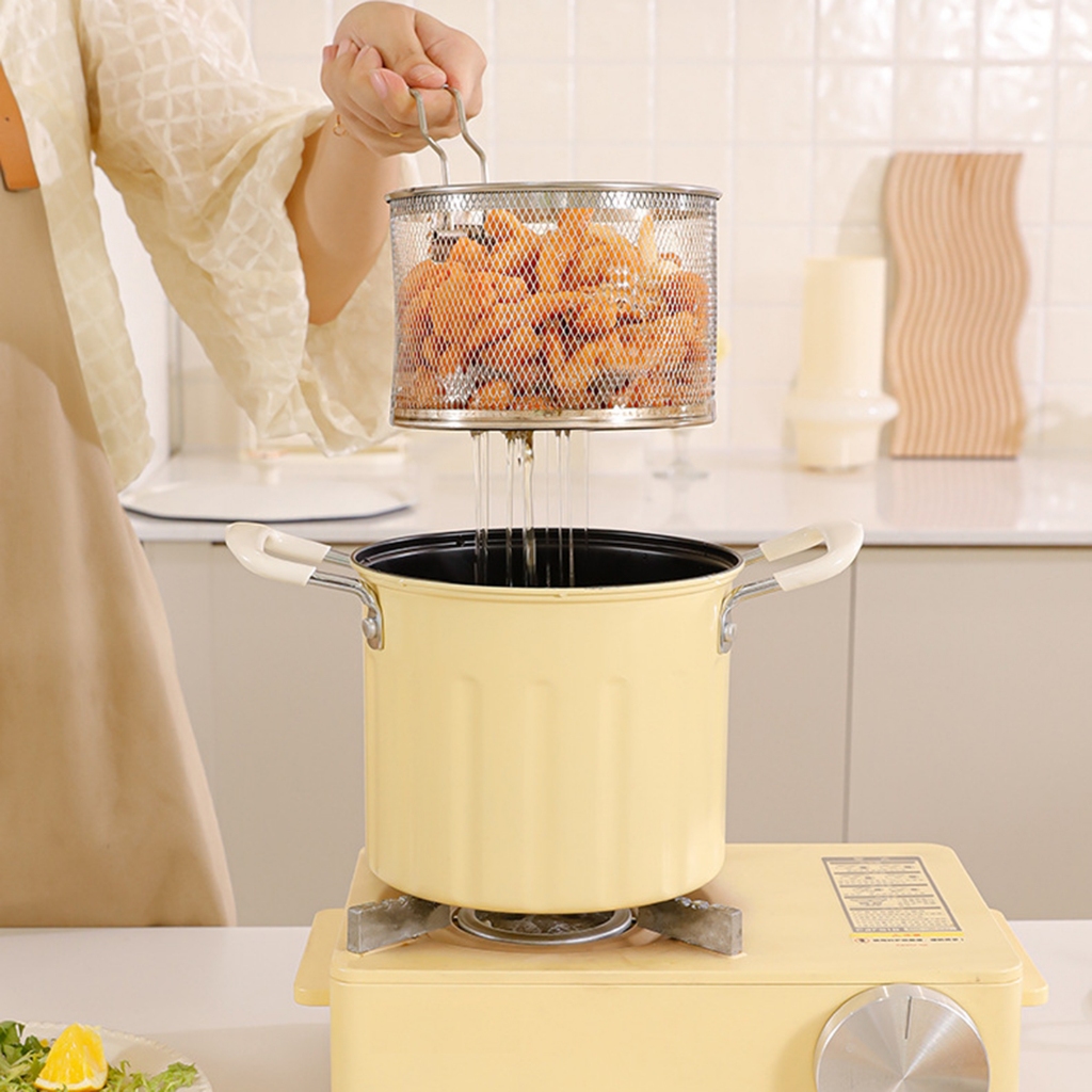 3L Deep Frying Pot with Strainer Kitchen Frying Pan for Frying Party ...