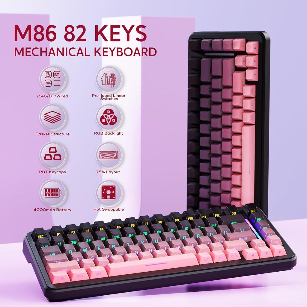 Attack Shark M86 Wireless Mechanical Keyboard Bluetooth Rgb Side Carved ...