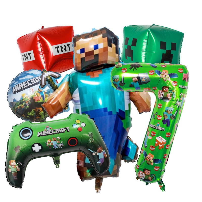 6Pcs Minecraft Digital Set Balloon Cartoon Gamepad Steve TNT Children's ...