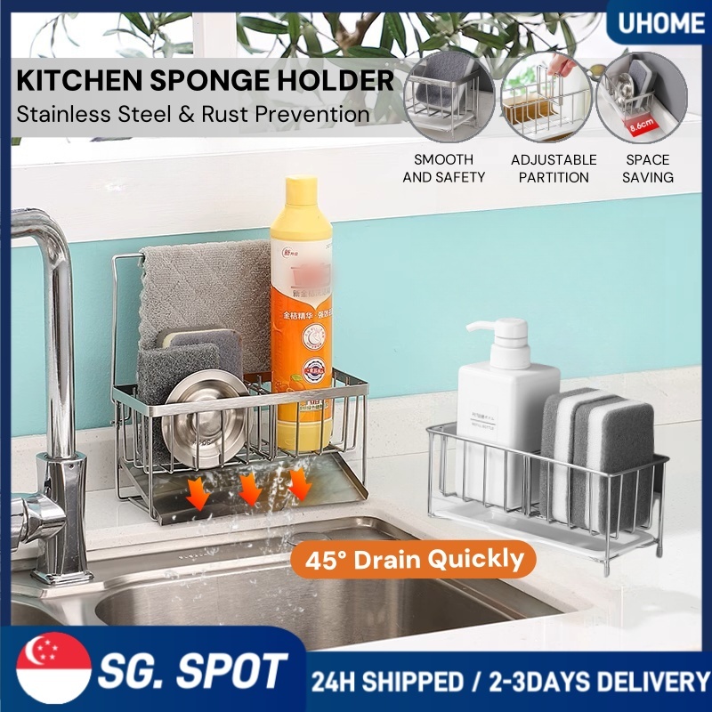 【SG READY STOCK】Sponge Holder For Kitchen Sink Stainless Steel ...