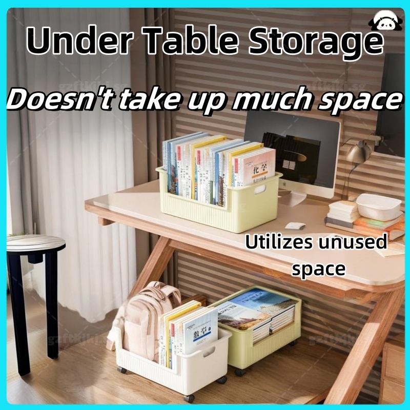 Under-Table Schoolbag Storage Rack Movable Pulley Student Book Organize ...