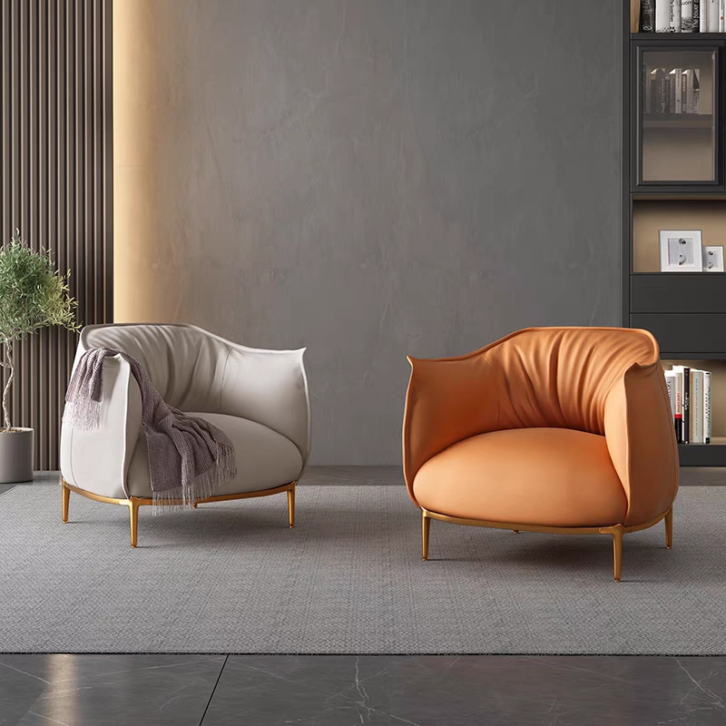 Single Sofa Chair Light Luxury Nordic Leather Sofa Single Chair Sofa ...