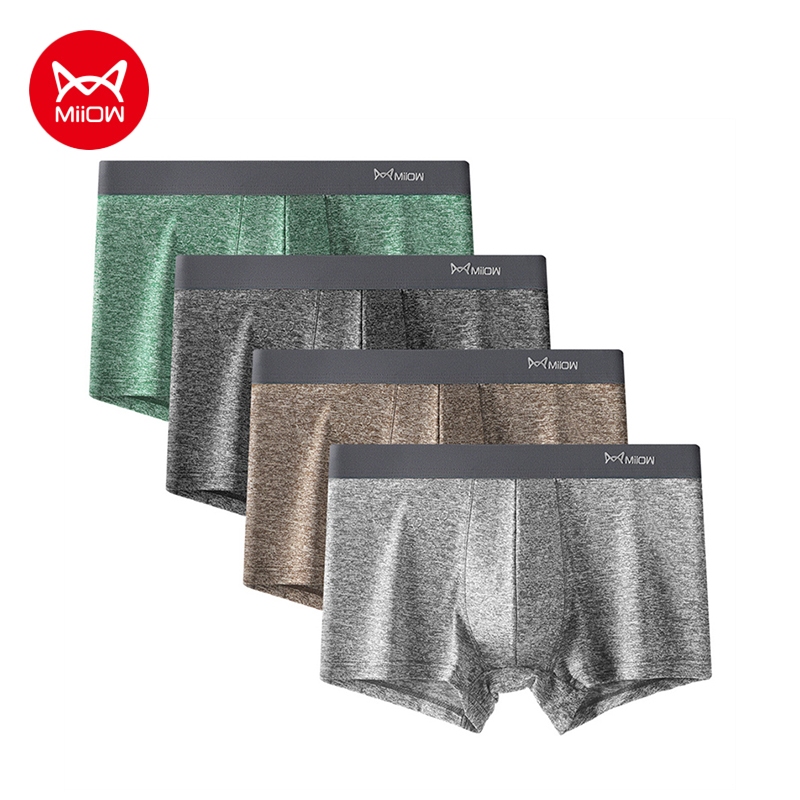 MiiOW 4Pcs Nylon Antibacterial Men's Panties Boxers Shorts Underpants Sexy Soft Innerwear Man ...