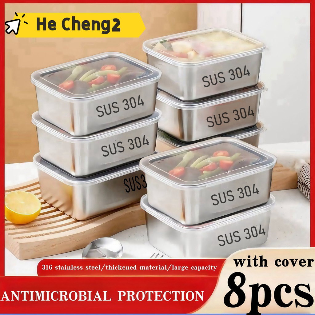 304 Stainless Steel Fresh keeping Box Microwave oven Square lunch Box ...