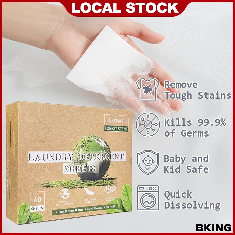 Eco Laundry Sheet Detergent Travel Laundry Detergent Sheet Paper 40 Sheets 80 Loads | Shopee ...
