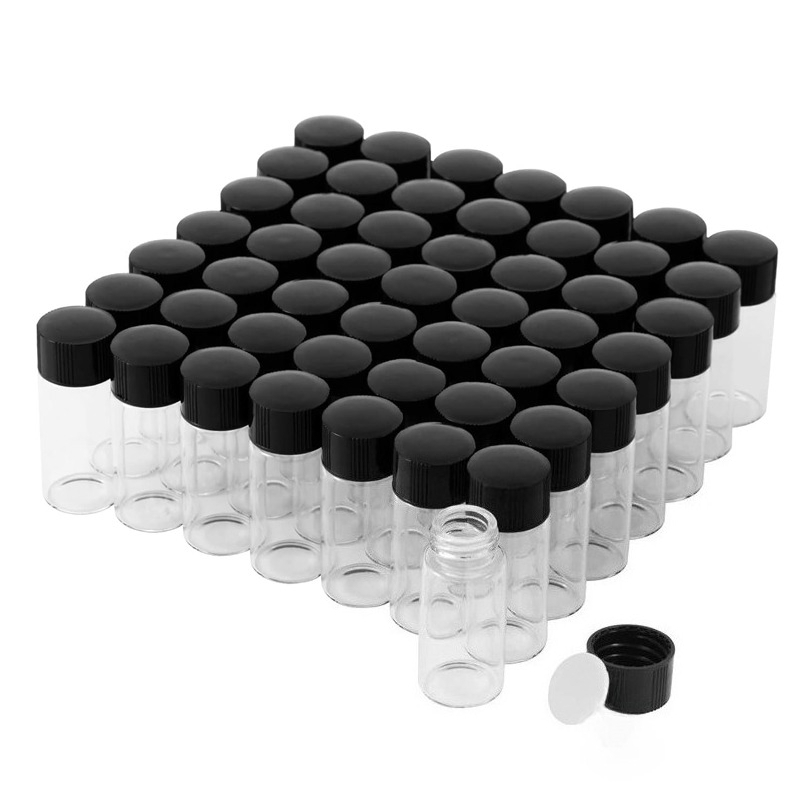 50Pcs Clear Glass Bottles Vials Bottles Small Sample Vial Essential Oil ...