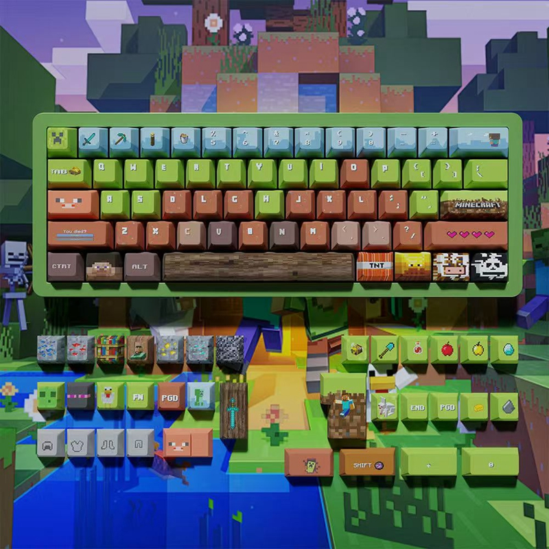 【Keycap Only】Minecraft Theme Keycap 130 Keys Cherry Profile PBT Dye-sub ...